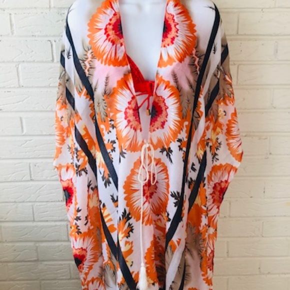 Swim | Nwt Orange Tropical Design Cover Up | Poshmark